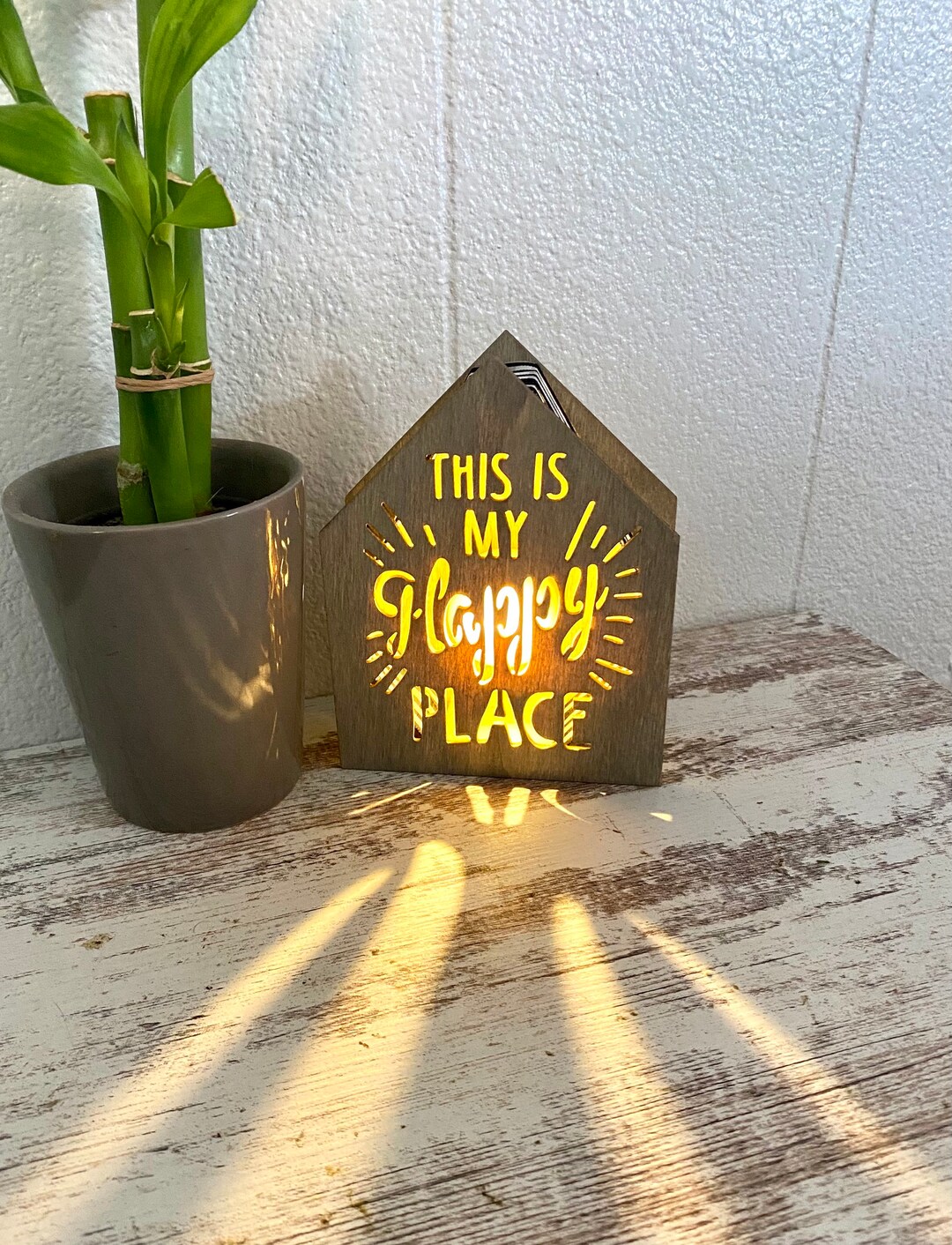Rustic Farmhouse Light up Table Top Decor, this is My Happy Place - Etsy