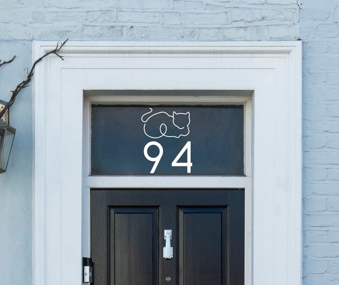 Cat Design Custom House Home Number Die Cut White Vinyl Decal - Etsy