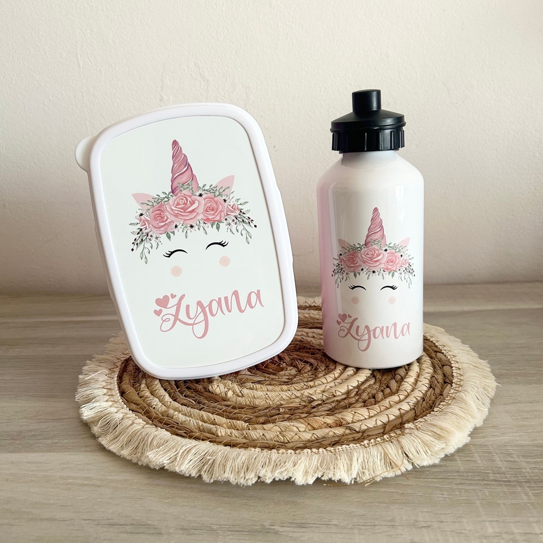 Boîte à gouter et Gourde Personnalisée - Personnalisation Licorne ...