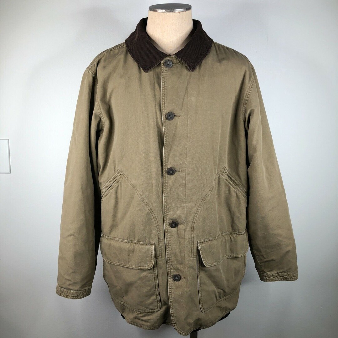 Vintage Woolrich Barn Chore Jacket Coat Mens LT Tall Tan Brown Fleece ...