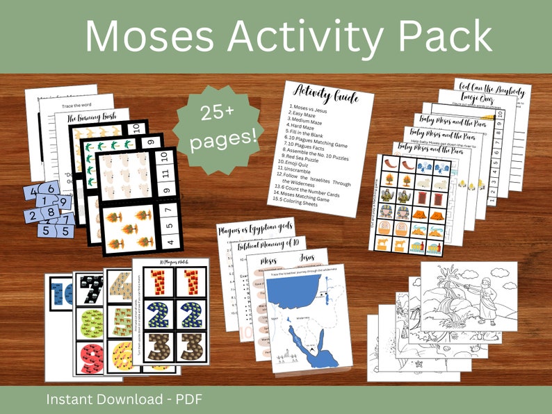 Moses Activity Pack Moses Unit Study Bible Activity Pack - Etsy