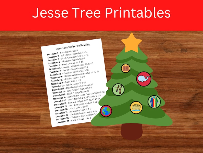 Jesse Tree Color and DIY Printable | Advent Tree | Jesse Tree | Advent ...