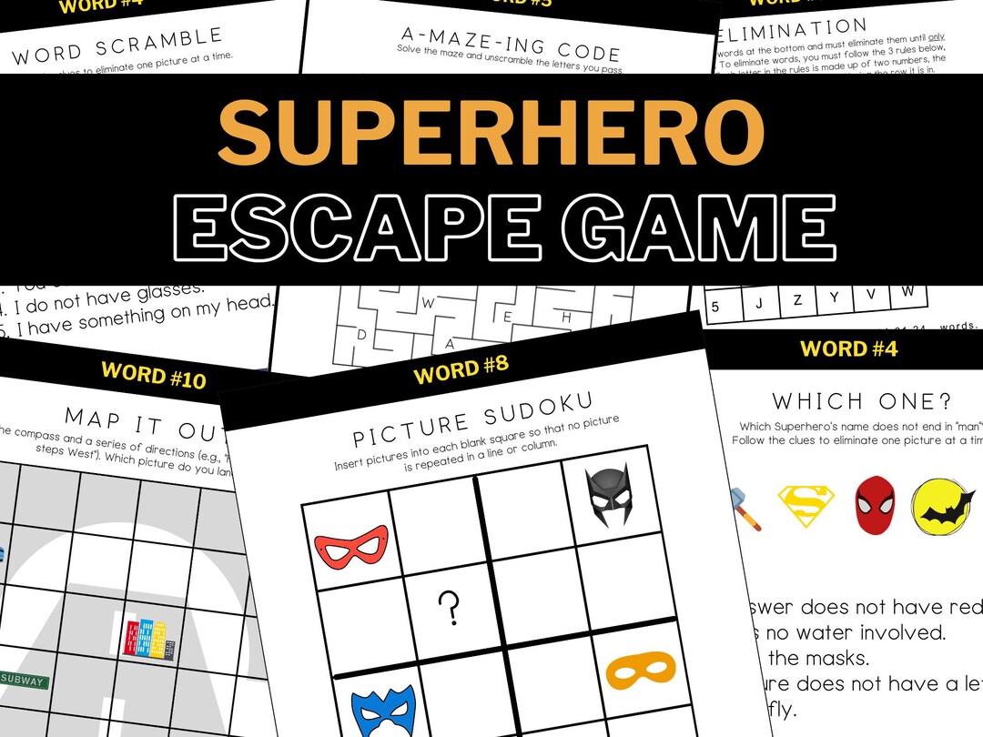 Superhero Escape Room: Printable Puzzle Activity (digital Download ...