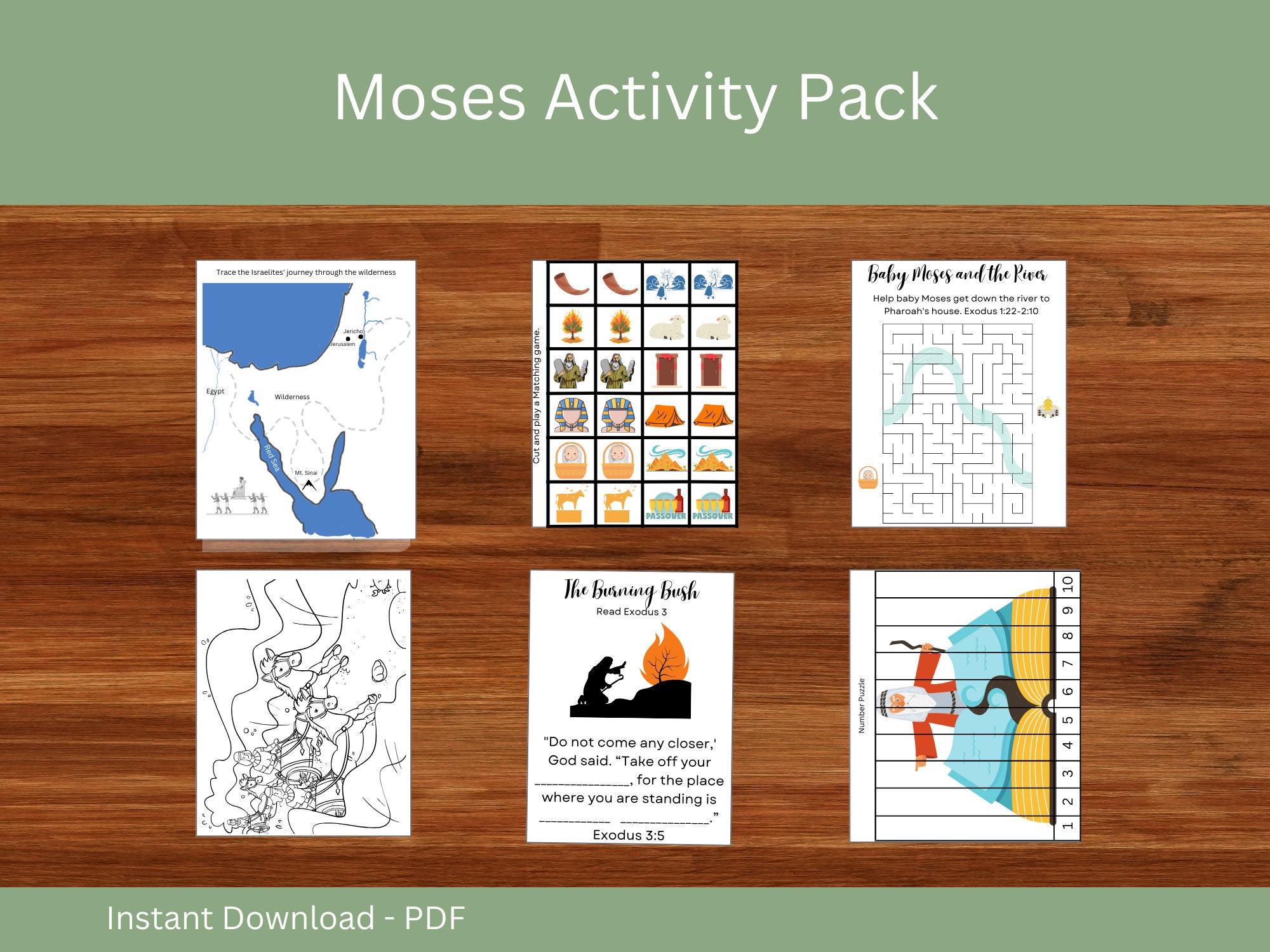 Moses Activity Pack | Moses Unit Study | Bible Activity Pack | Moses ...