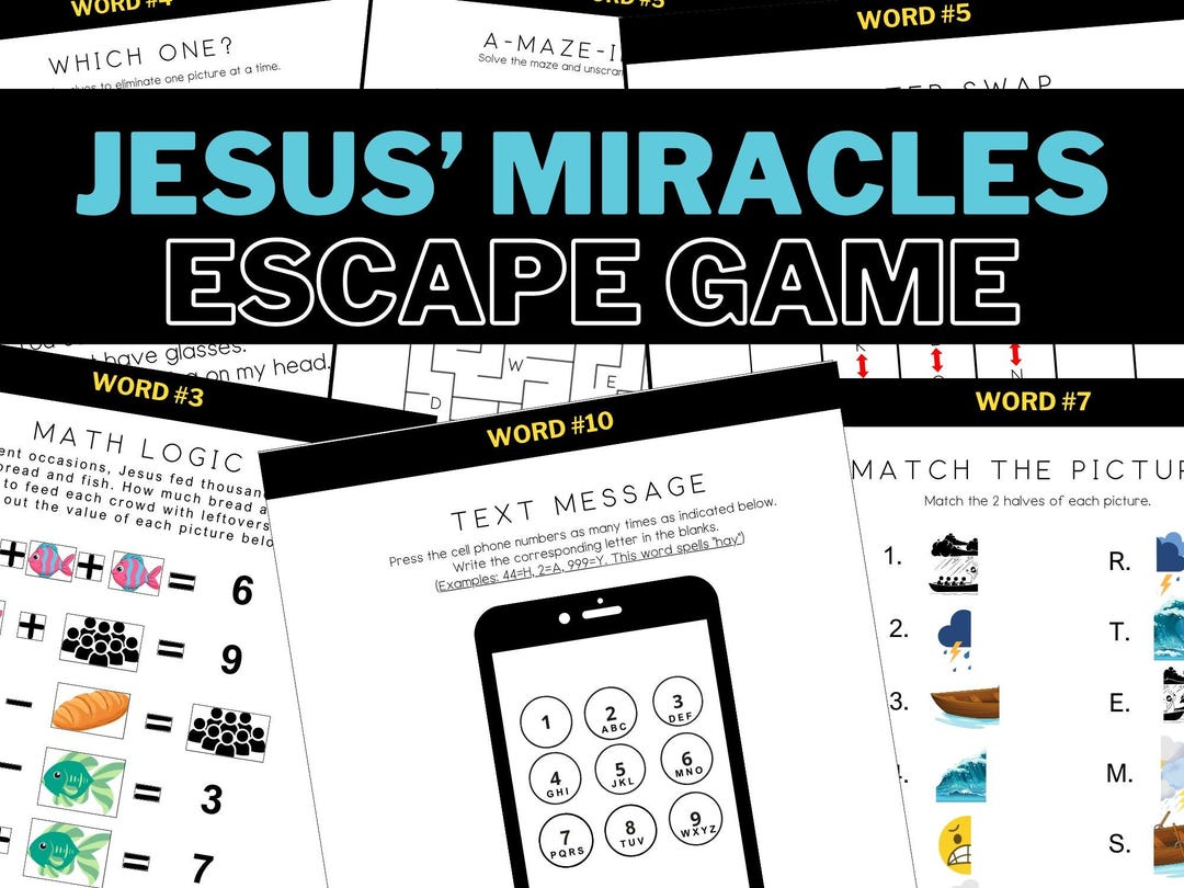 Jesus' Miracles Escape Room: Printable Bible Game, Family Activity ...