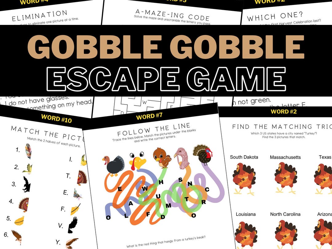 Thanksgiving Escape Game: Family Puzzle Activity (printable) - Etsy