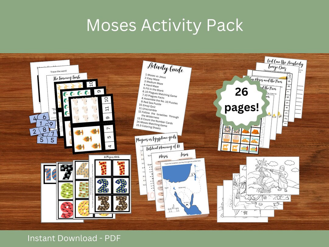 Moses Activity Pack | Moses Unit Study | Bible Activity Pack | Moses ...