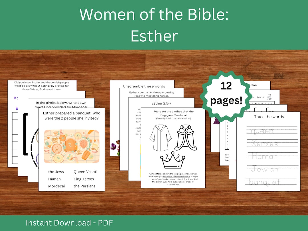 Esther Activity Pack | Women of the Bible Activity | Esther Unit Study ...