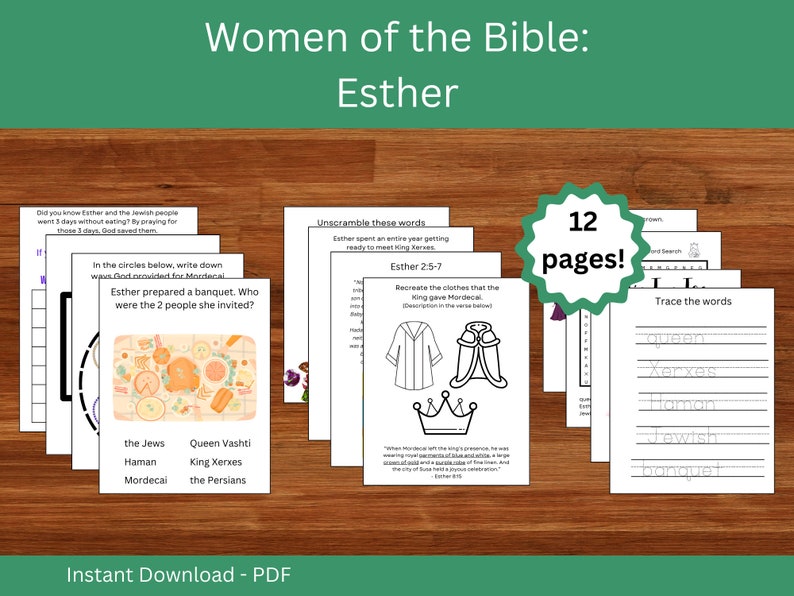 Esther Activity Pack | Women of the Bible Activity | Esther Unit Study ...