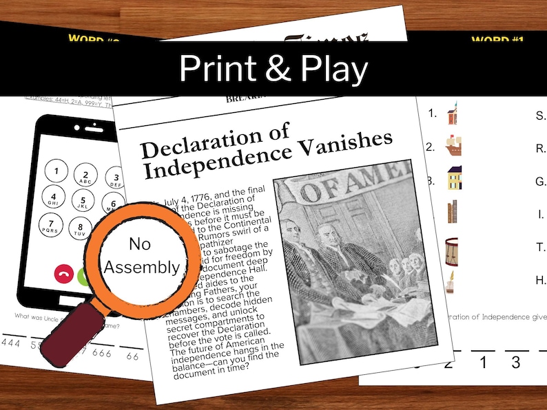 Declaration of Independence Escape Room: Printable American History ...