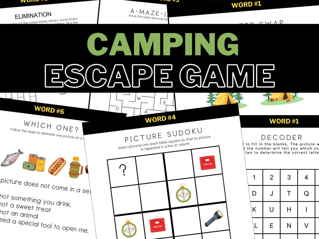 Camping Escape Room: Printable Puzzle Game for Family Fun (digital ...