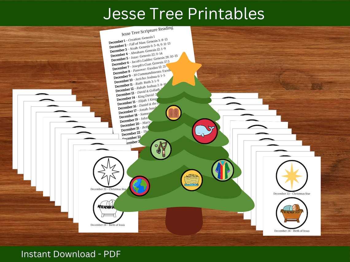 Jesse Tree Color and DIY Printable Advent Tree Jesse Tree - Etsy