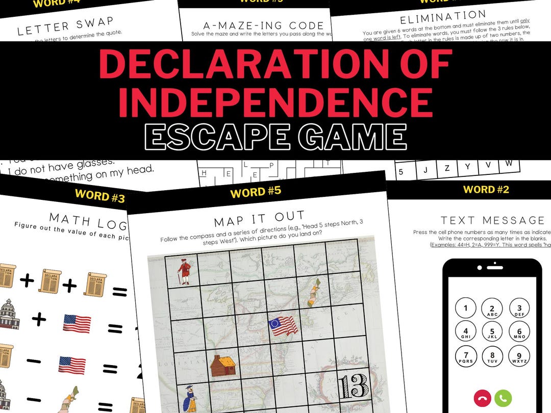 Declaration of Independence Escape Room: Printable American History ...
