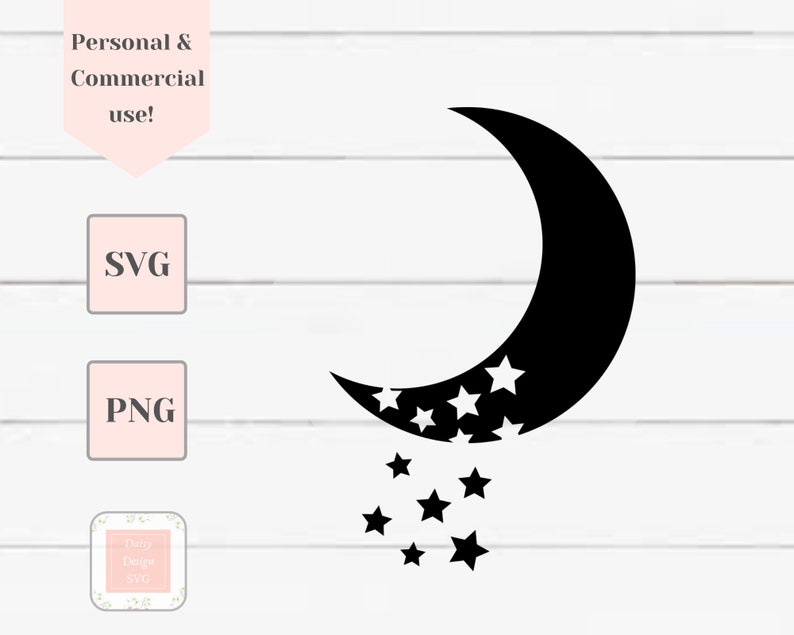 Moon and Stars Svg, Falling Stars Svg, Celestial Svg, Space Svg, Moon ...