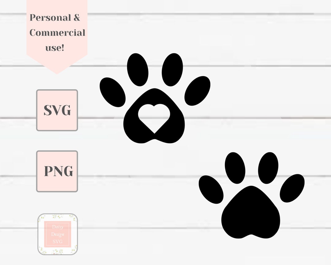 Paw Print Svg, Pet Svg File, Dog Paw Svg, Cat Paw Svg, Animal Cut File ...