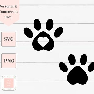 Paw Print Svg, Pet Svg File, Dog Paw Svg, Cat Paw Svg, Animal Cut File ...
