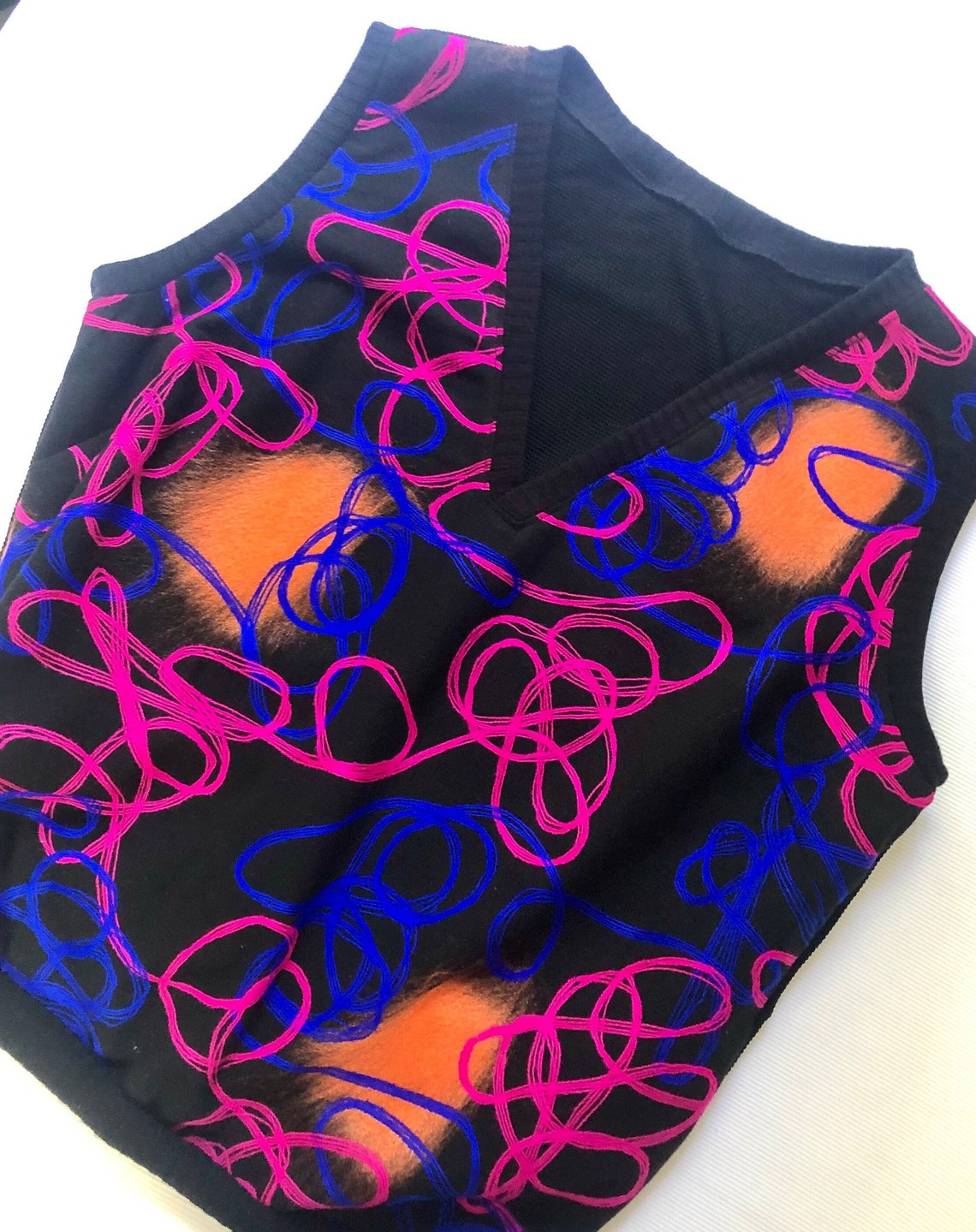 Neon Swirly Sweater Vest: Mod Style Sleeveless Jumper, Made in USA - Etsy