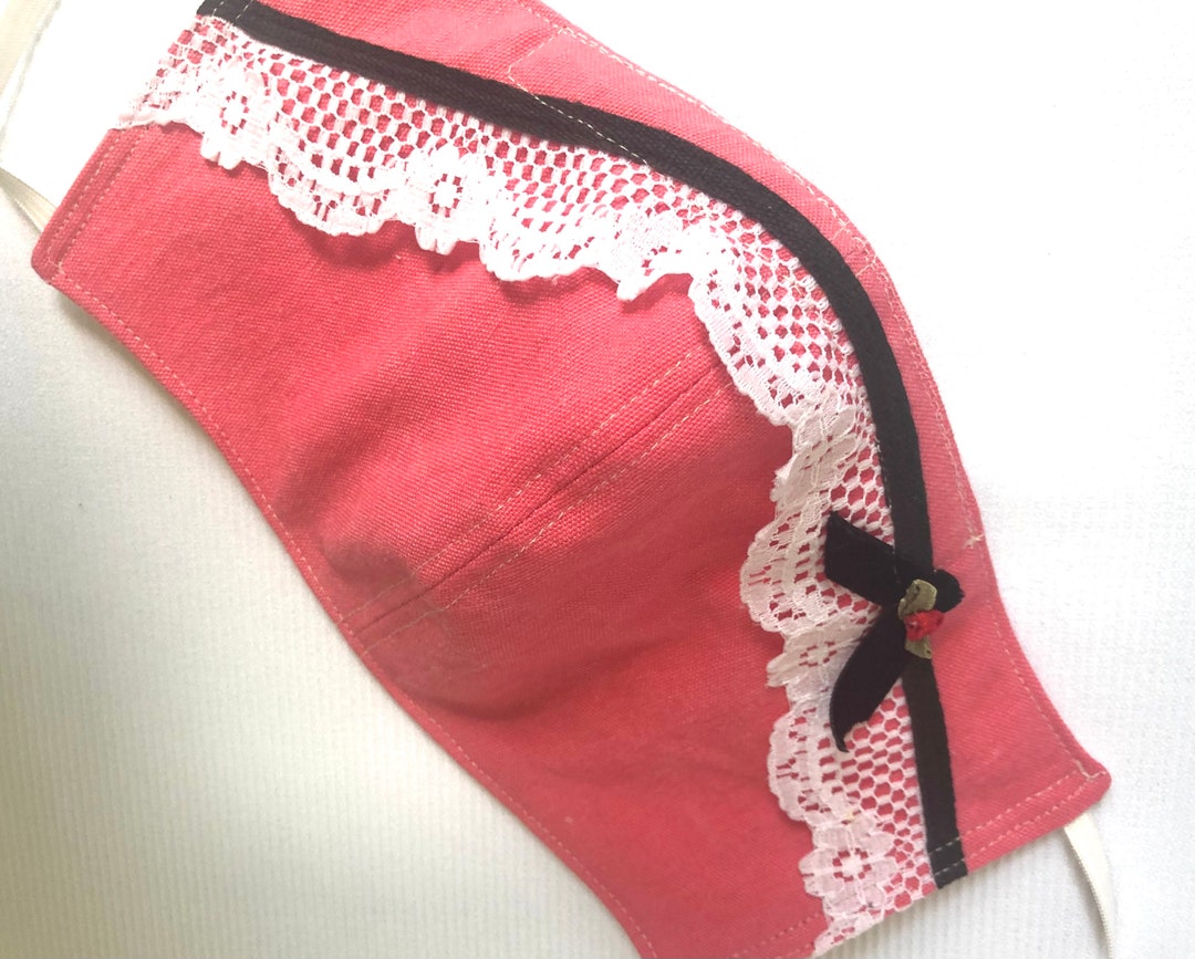 Pink Lace Face Mask – Ribbon Rosebud, Special Occasion - Etsy