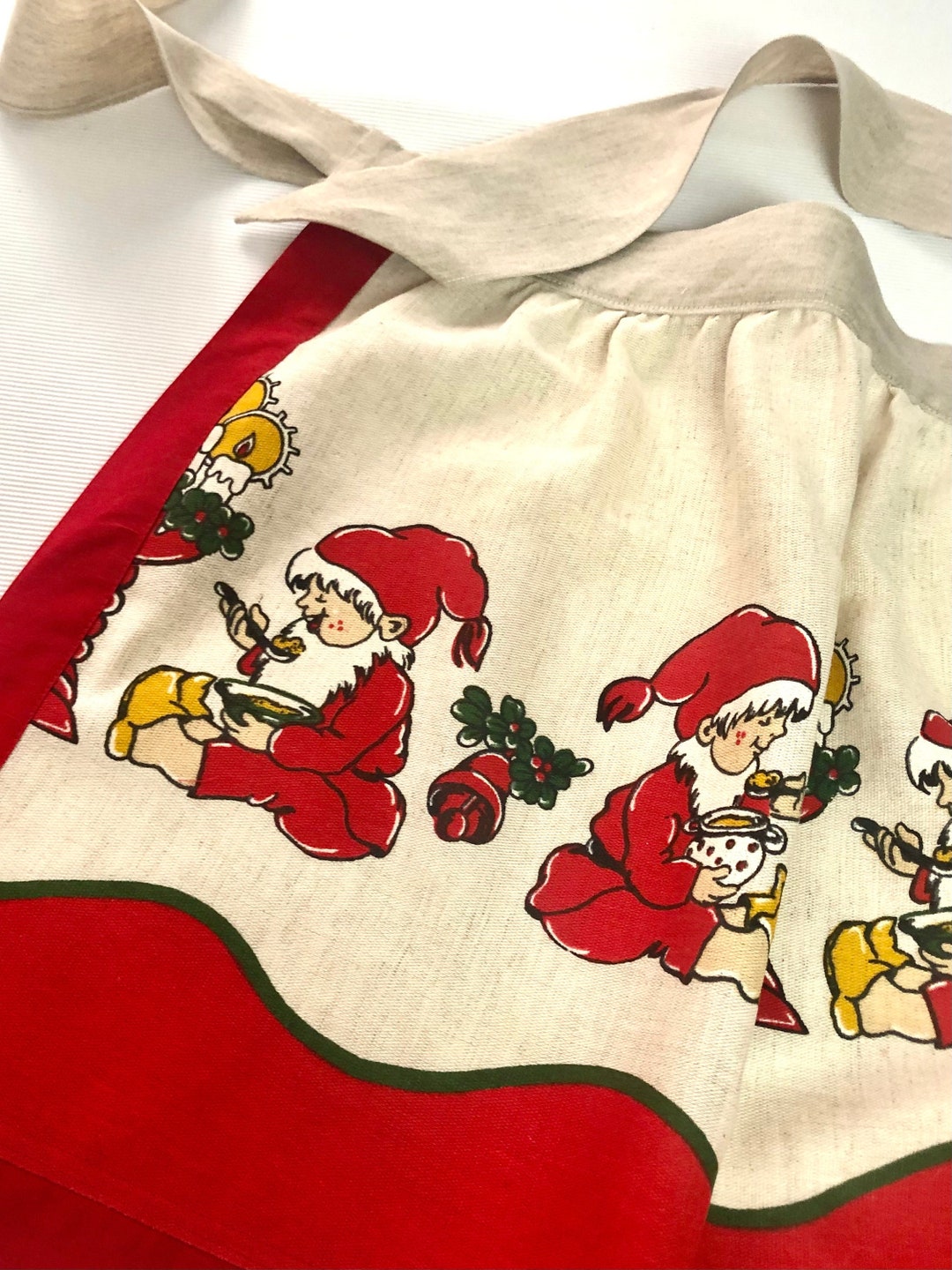 Vintage Norwegian Nisser Holiday Apron Super Cute Apron With Nordic ...