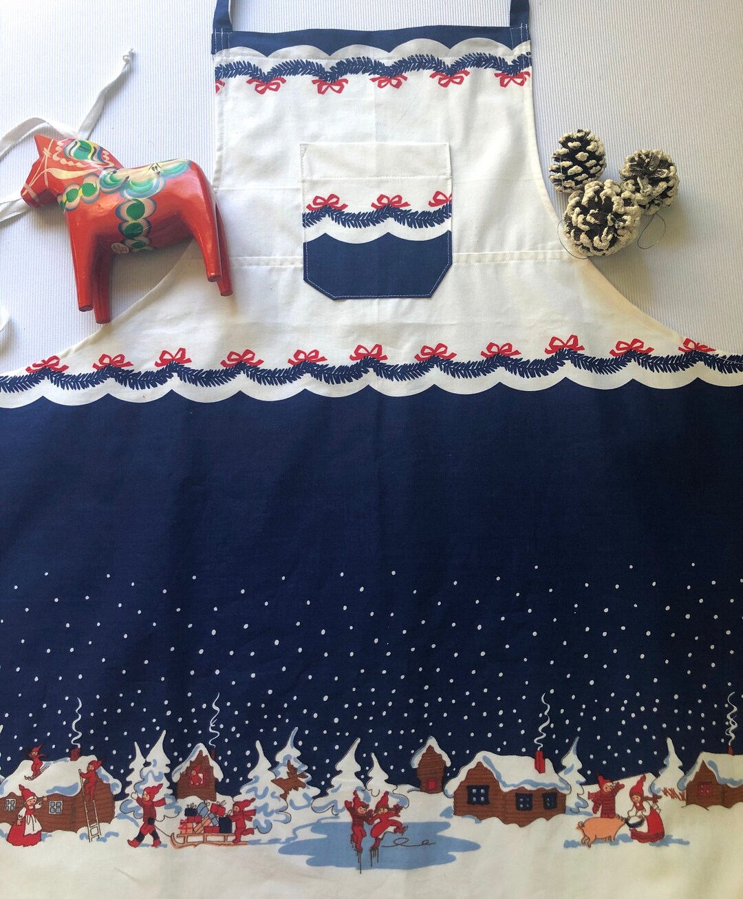 Norwegian Vintage Holiday Baker's Apron/ Scandinavian Nisse Butcher ...
