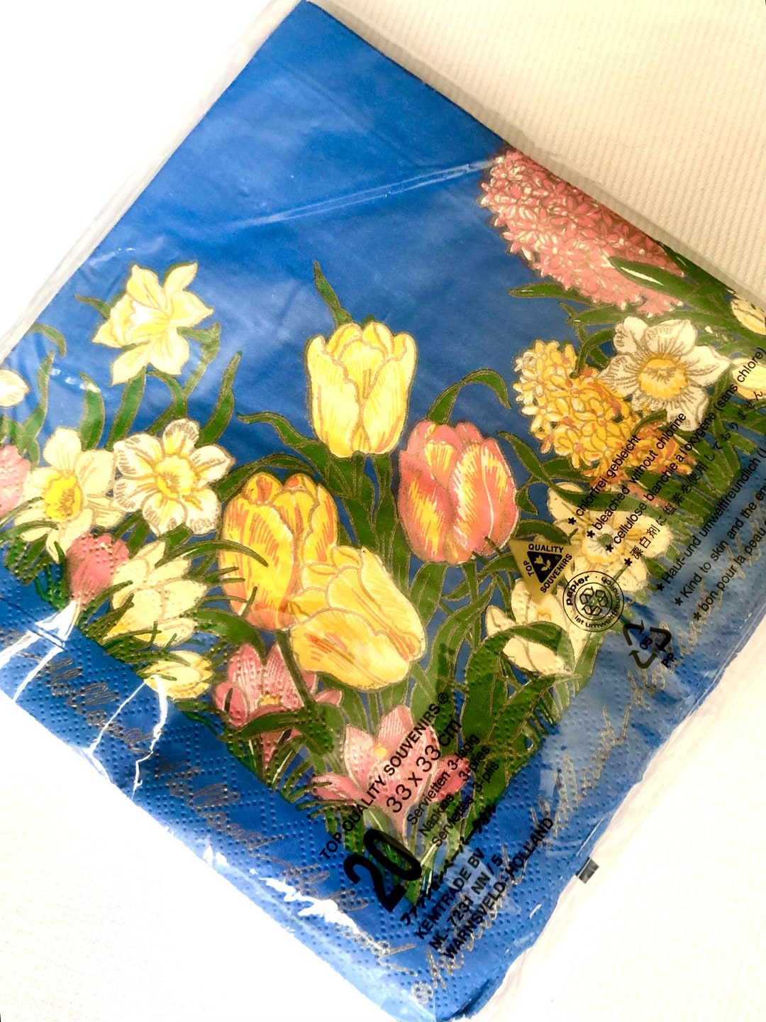 Vintage Dutch Tulip Paper Napkins - Vintage 1980s Floral Paper Napkins ...