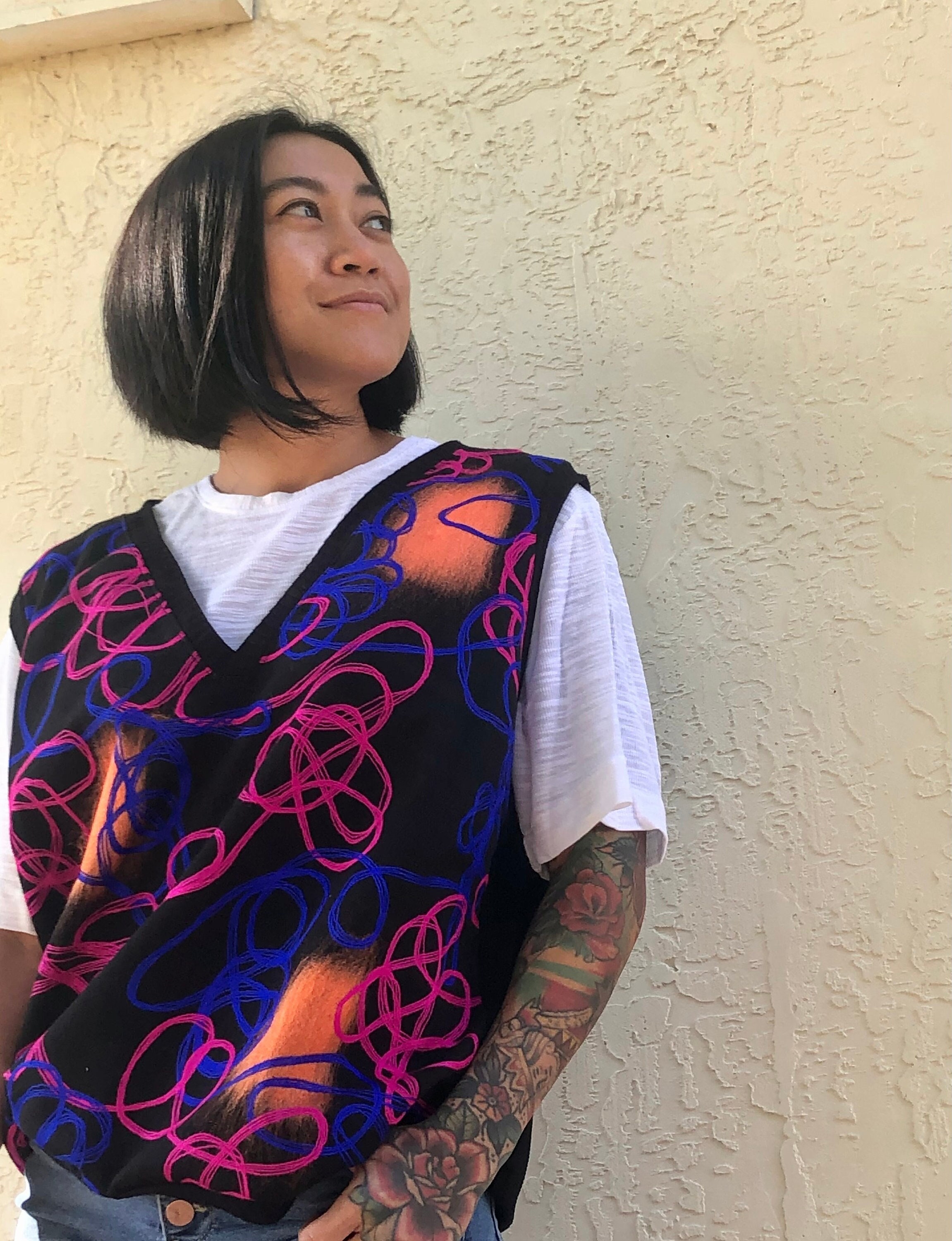 Neon Swirly Sweater Vest: Mod Style Sleeveless Jumper, Made in USA - Etsy