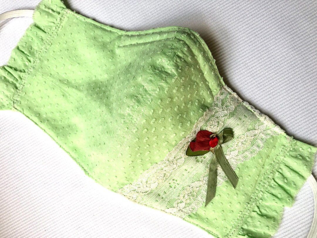 Coquette Style Rosebud/ribbon/lace Embellished Mask - Regency Style ...
