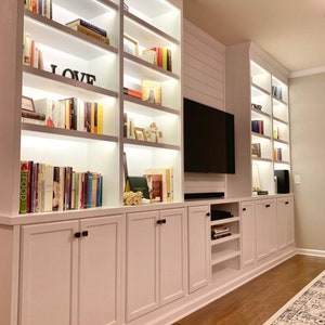 Modern Bookcase With Cabinet, TV Unit With LED Lighting - Etsy UK