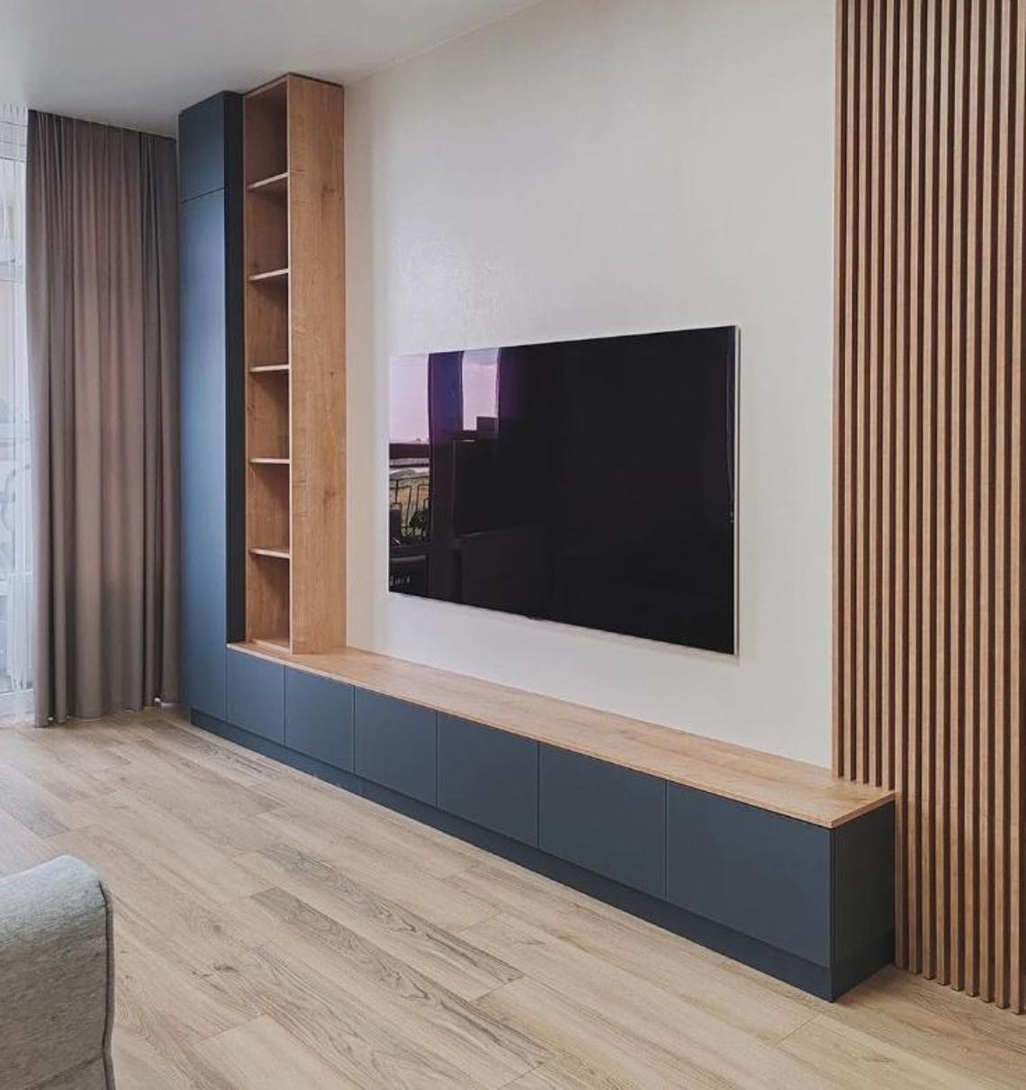 Modern TV Unit, Media Wall With Acoustic Panels - Etsy UK