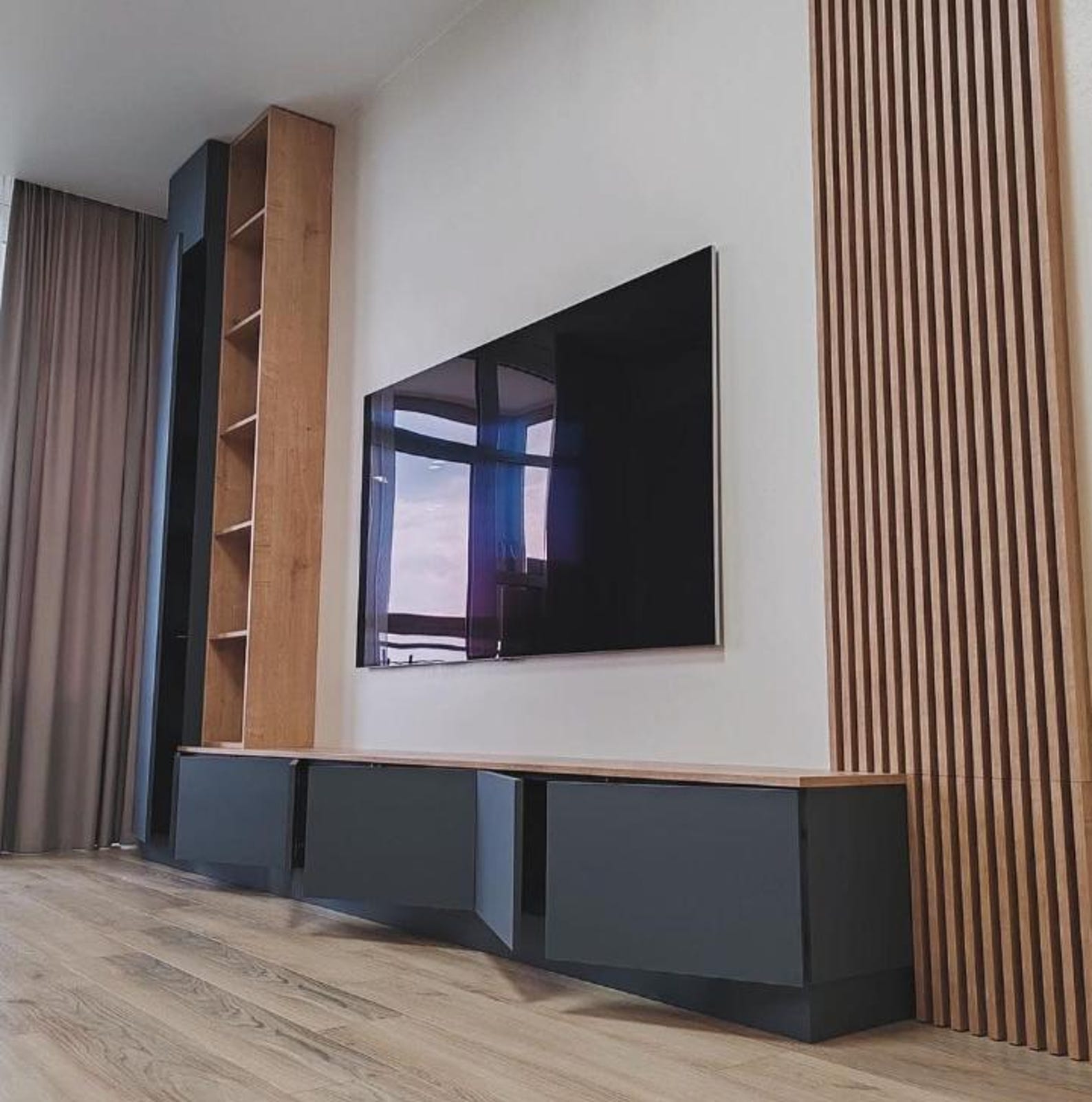 Modern TV Unit, Media Wall With Acoustic Panels - Etsy UK