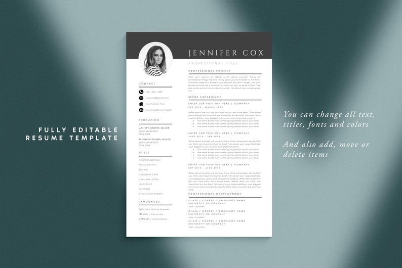 5 Page Resume Template, Cover Letter and References Template for MS ...