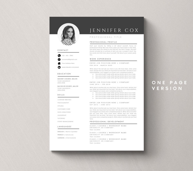 5 Page Resume Template, Cover Letter and References Template for MS ...