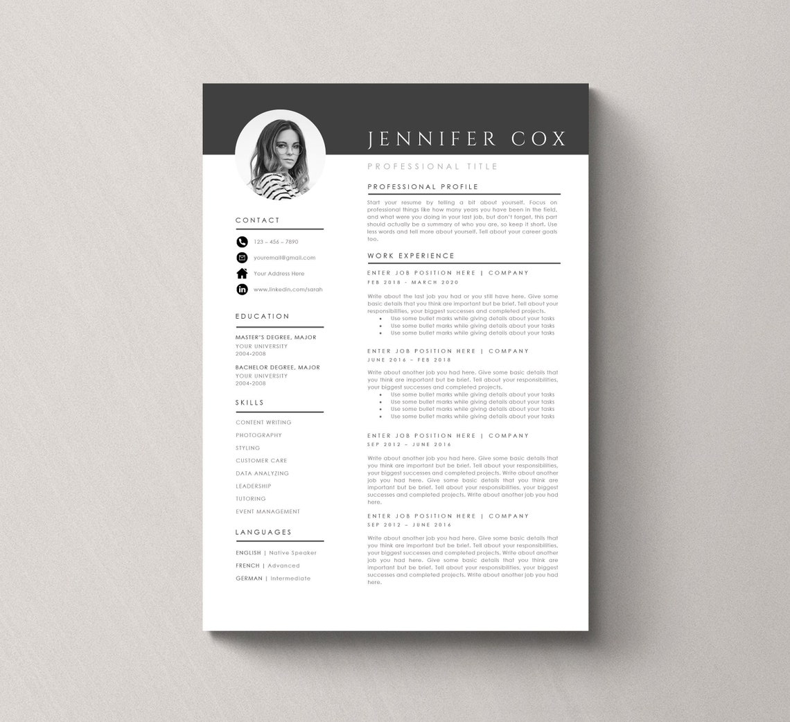 5 Page Resume Template, Cover Letter and References Template for MS ...