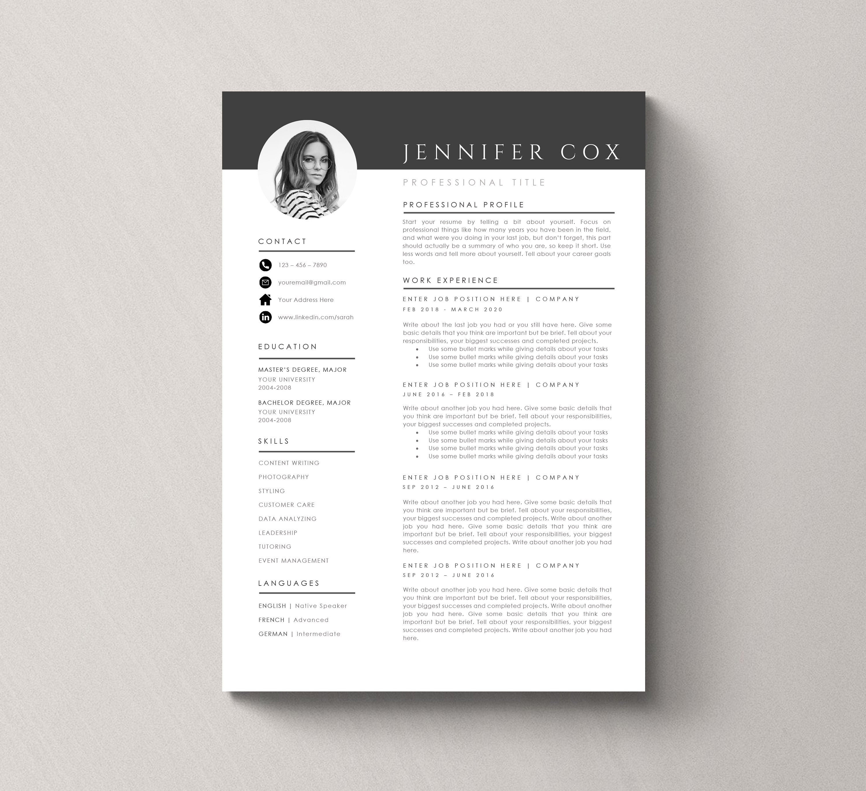 5 Page Resume Template, Cover Letter and References Template for MS ...