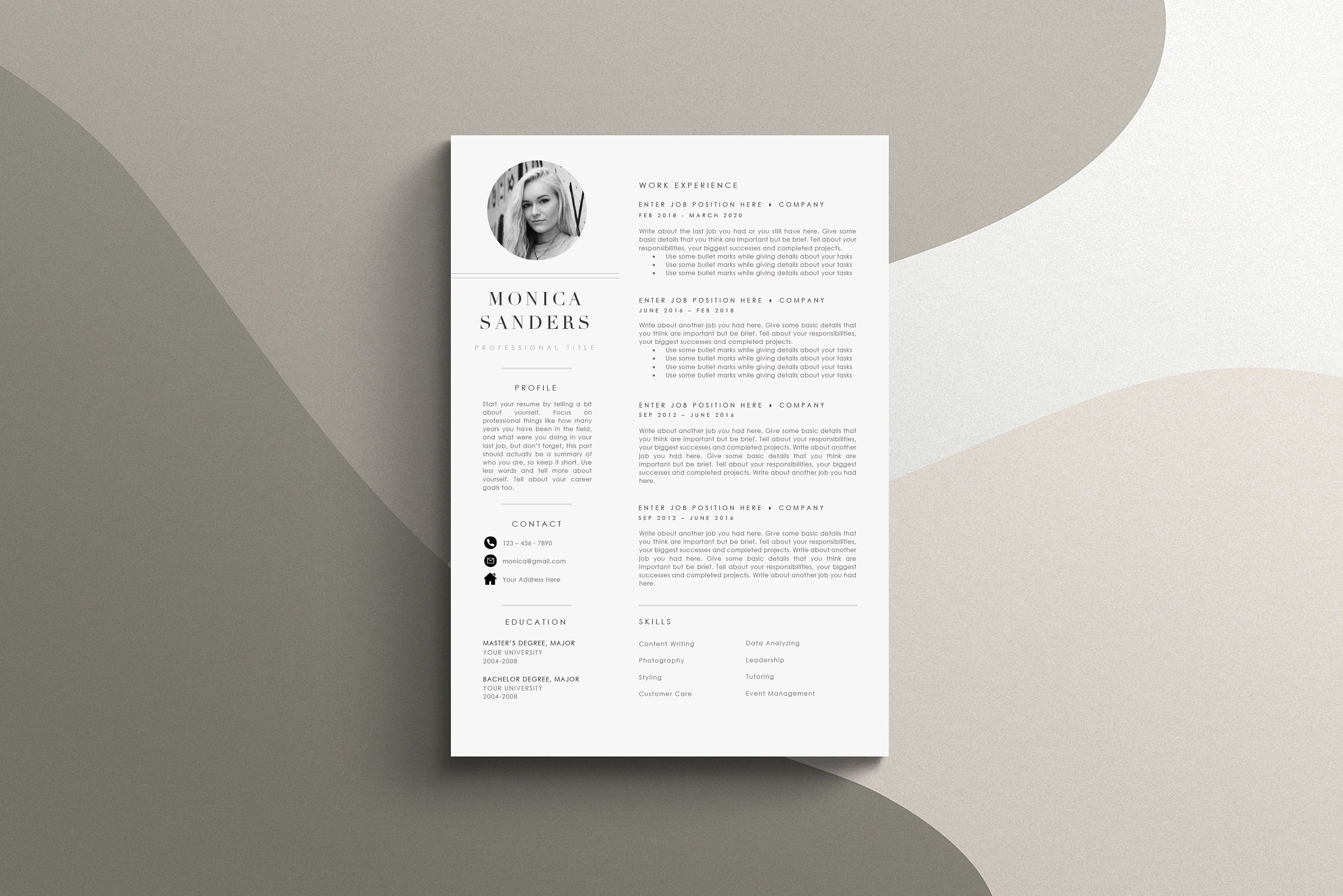 Minimalist Resume Template Word Professional Resume Cv - Etsy