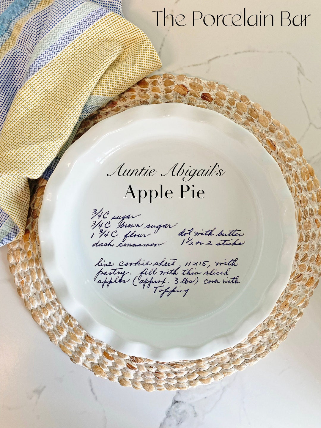 Personalized Pie Plate W/ Hand Written Recipe - Etsy