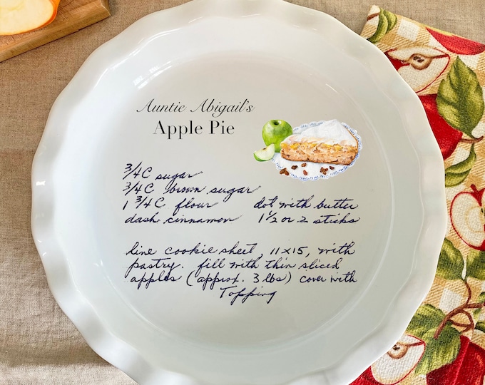 Personalized Pie Plate W/ Hand Written Recipe - Etsy