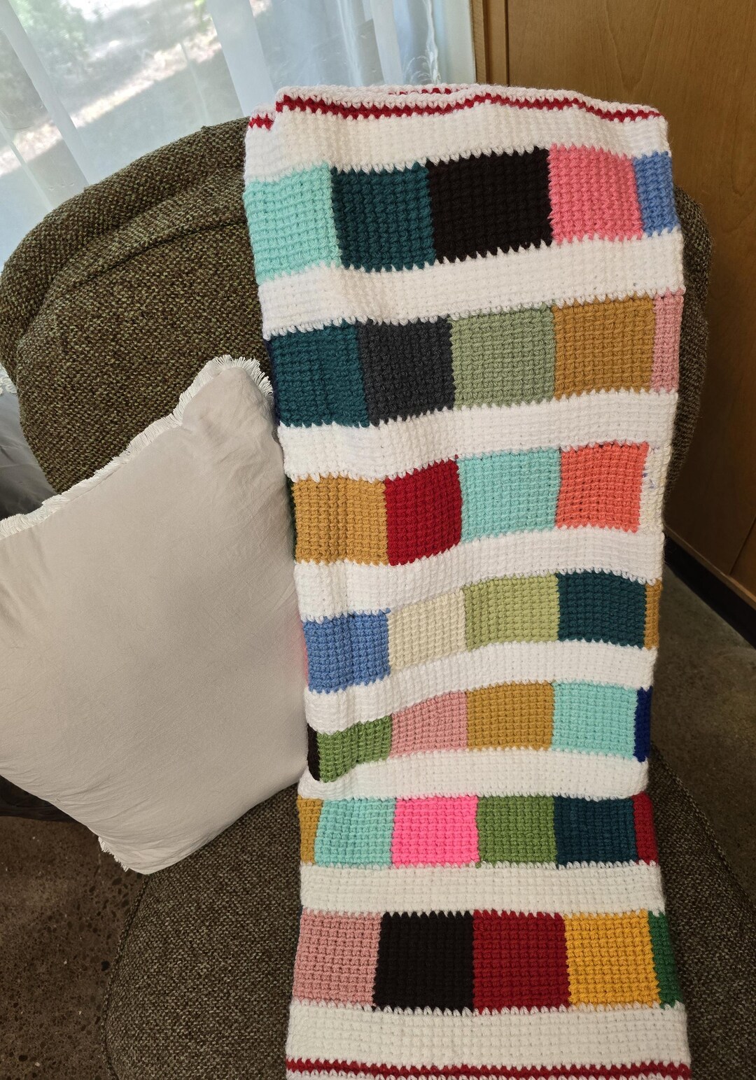 Crochet Multi Color Blanket, Baby Blanket, Wheelchair Blanket, Lap ...