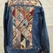 Embellished Denim, Patchwork Print Denim, Brown Reworked Denim Jacket ...