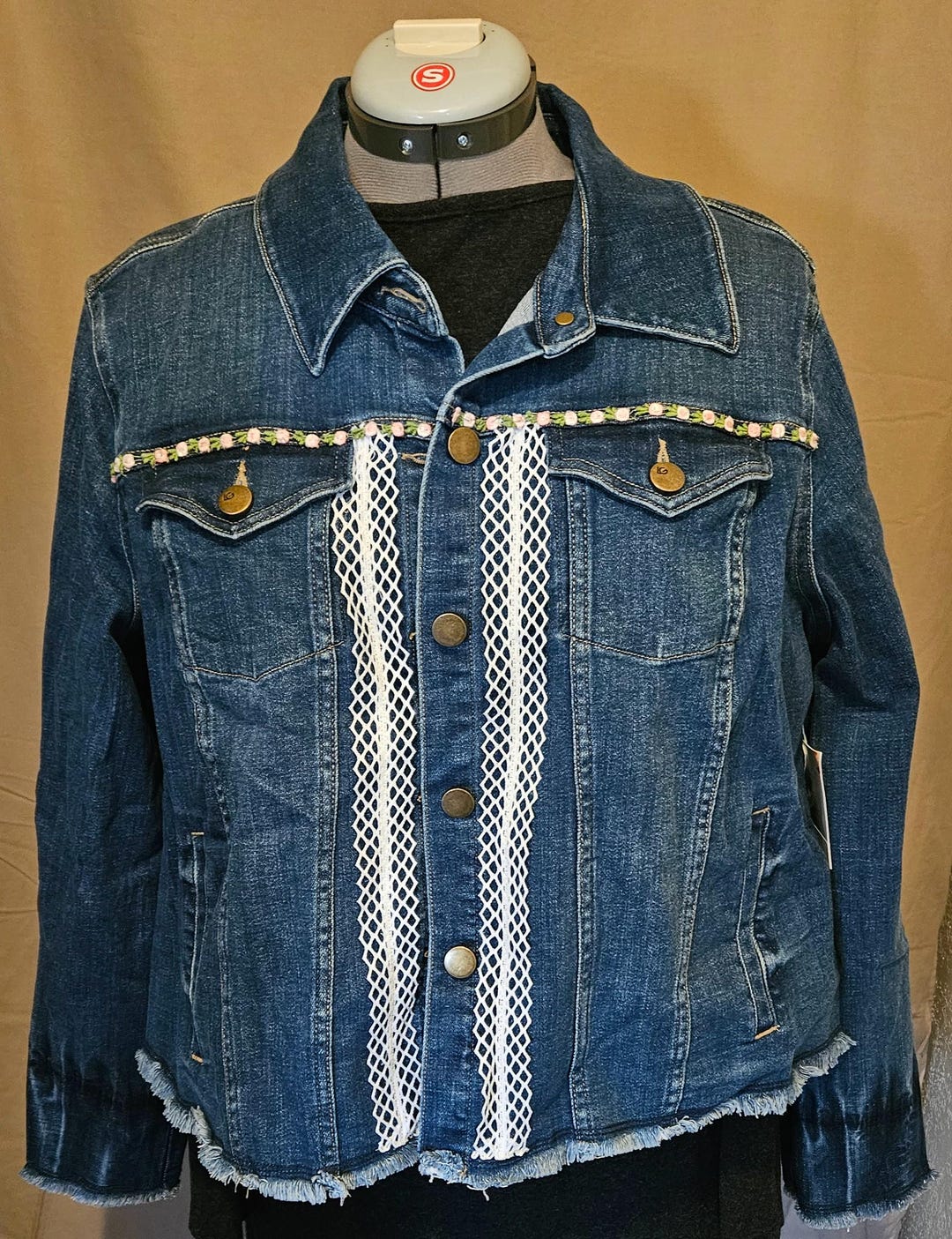 Embellished Denim Jacket, Reworked Denim Jacket, LOGO Jacket, Upcycle ...