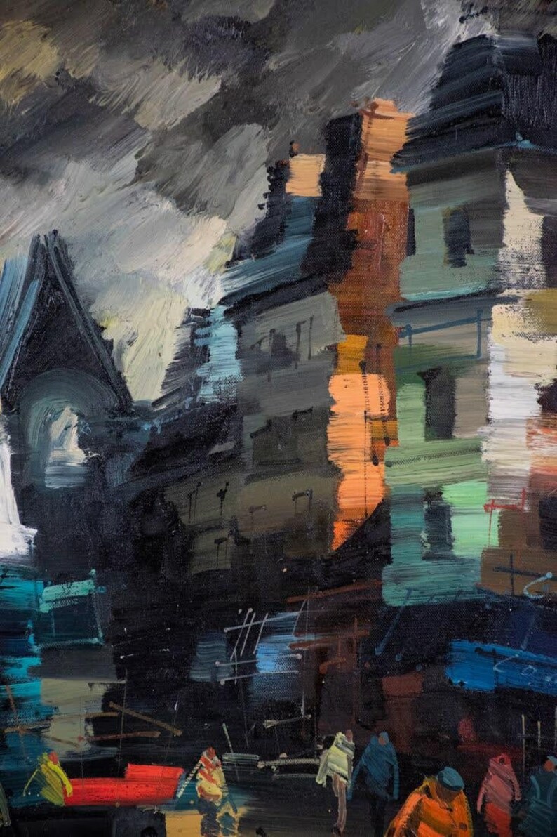 Street View at Night in Paris - Oil on Canvas by Boris Cenic - Etsy