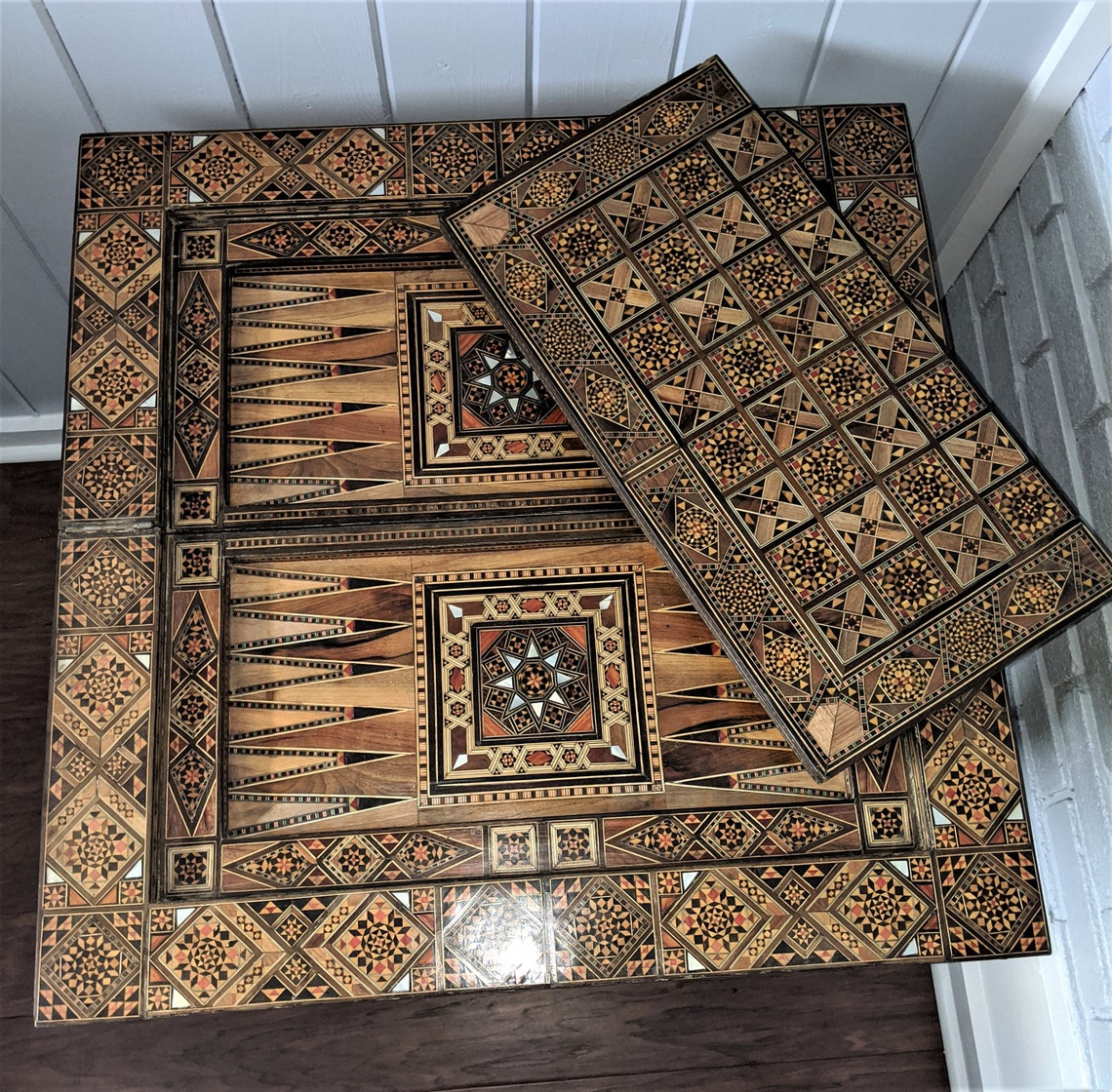 Antique Syrian Parquetry Game Table - Etsy