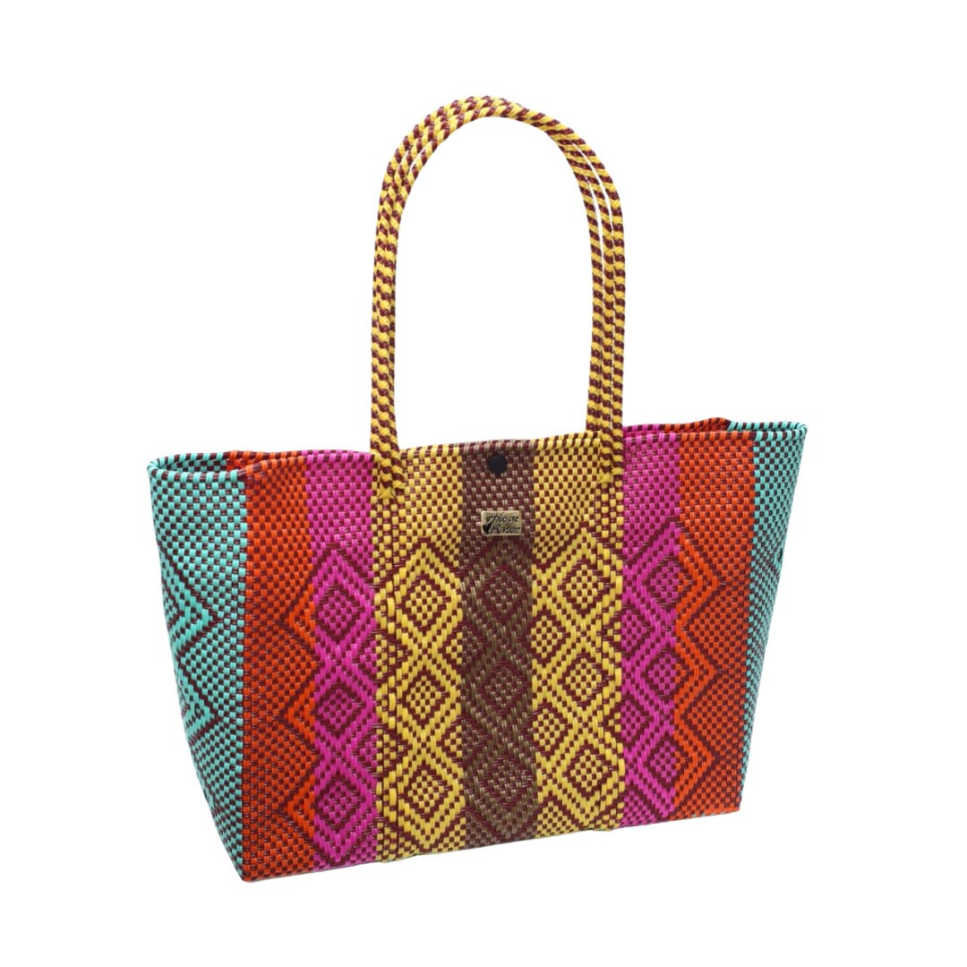 Handwoven Recycled Plastic Tote Bag With Magnetic Clasp and - Etsy