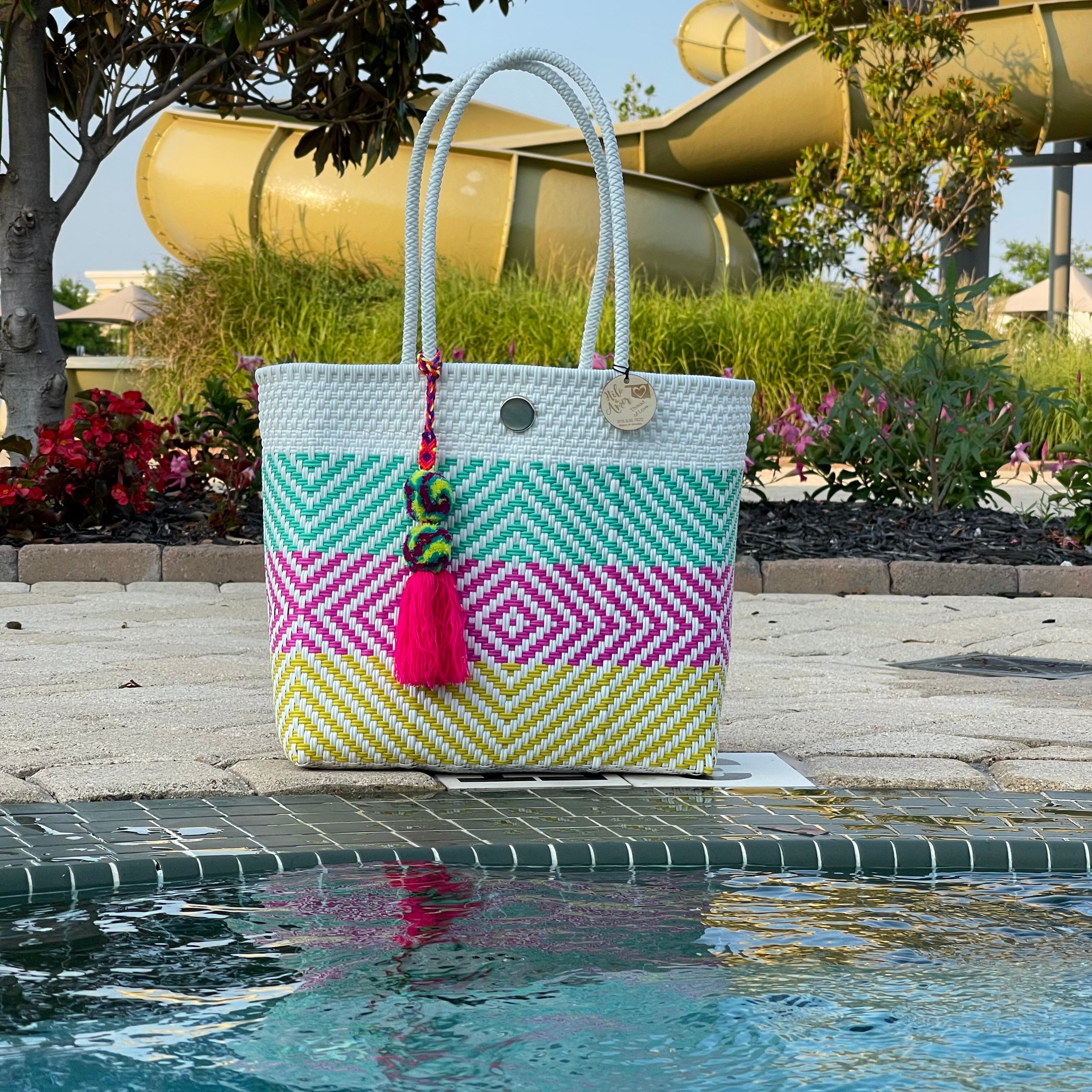 Handwoven Recycled Plastic Tote Bag Three Diamond Color | Etsy