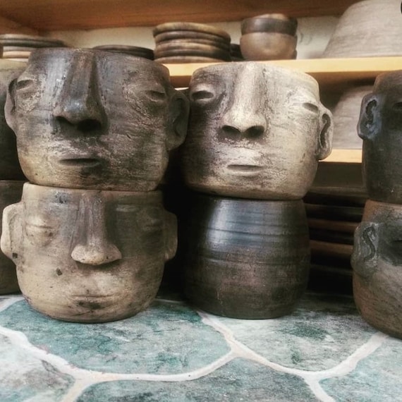 Handmade Clay Face Pot - Etsy