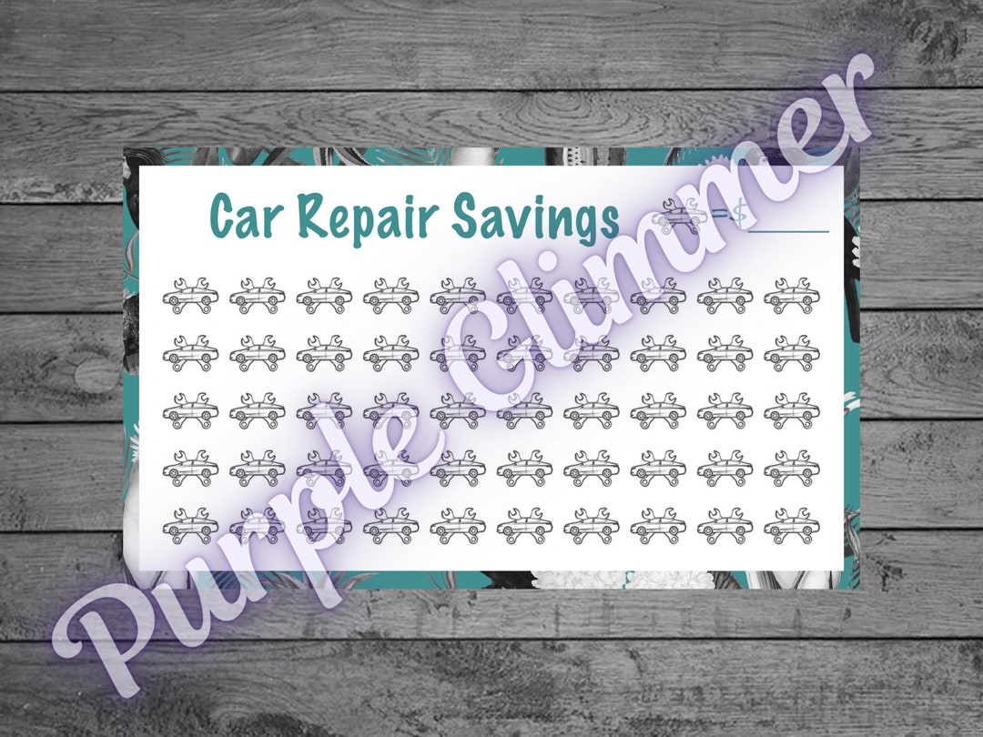 PRINTABLE Car Repair Savings Challenge Tracker Budgeting Money ...