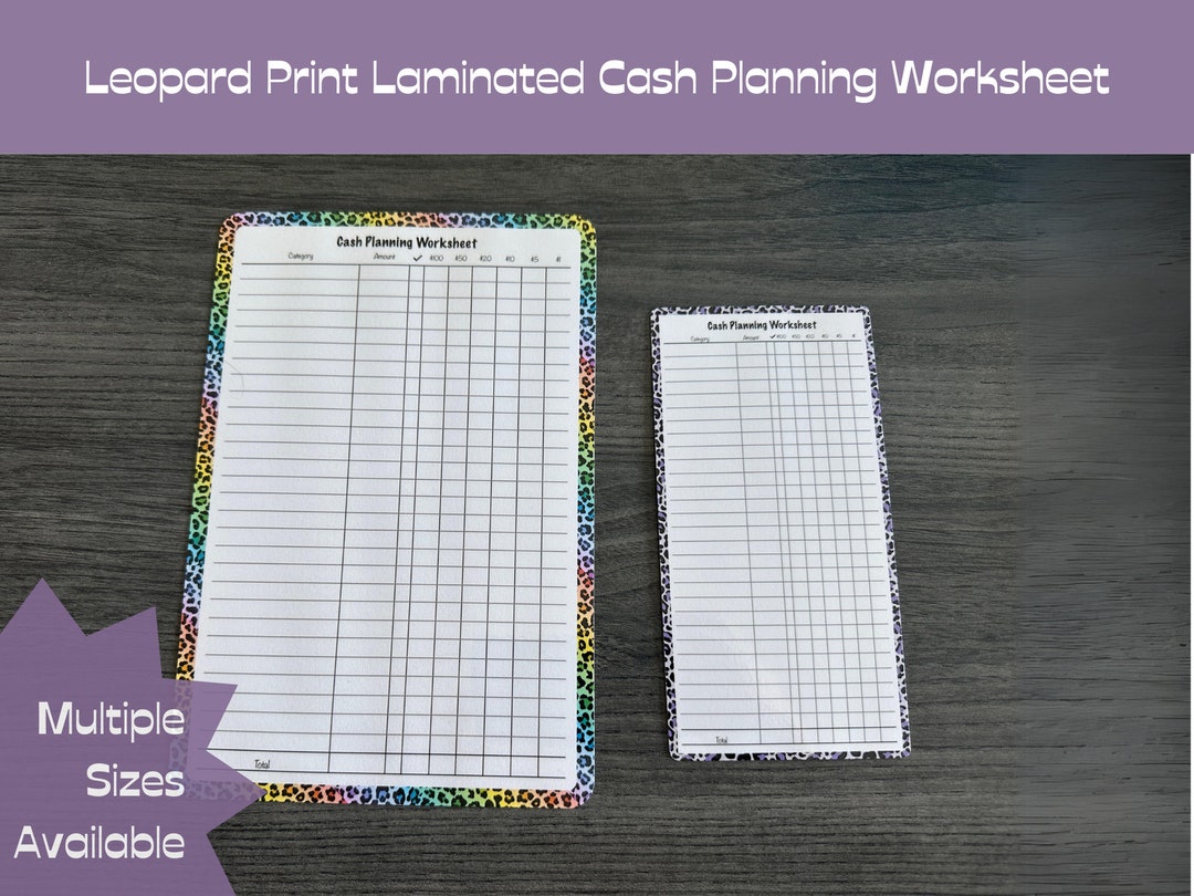 Leopard Print Laminated Cash Planning Worksheet - Etsy
