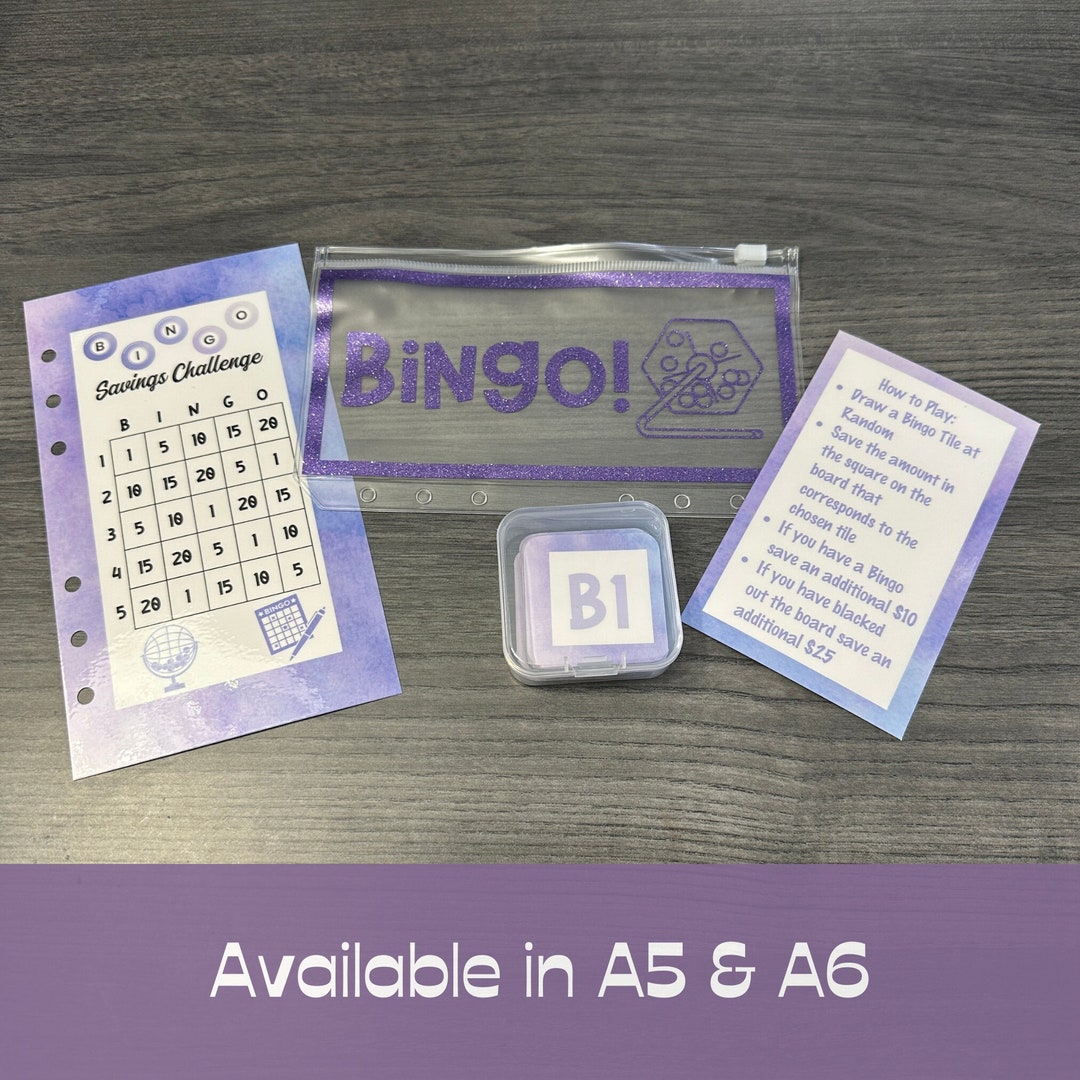 Bingo Savings Challenge Lilac Glitter Cash Envelopes Savings Challenge ...