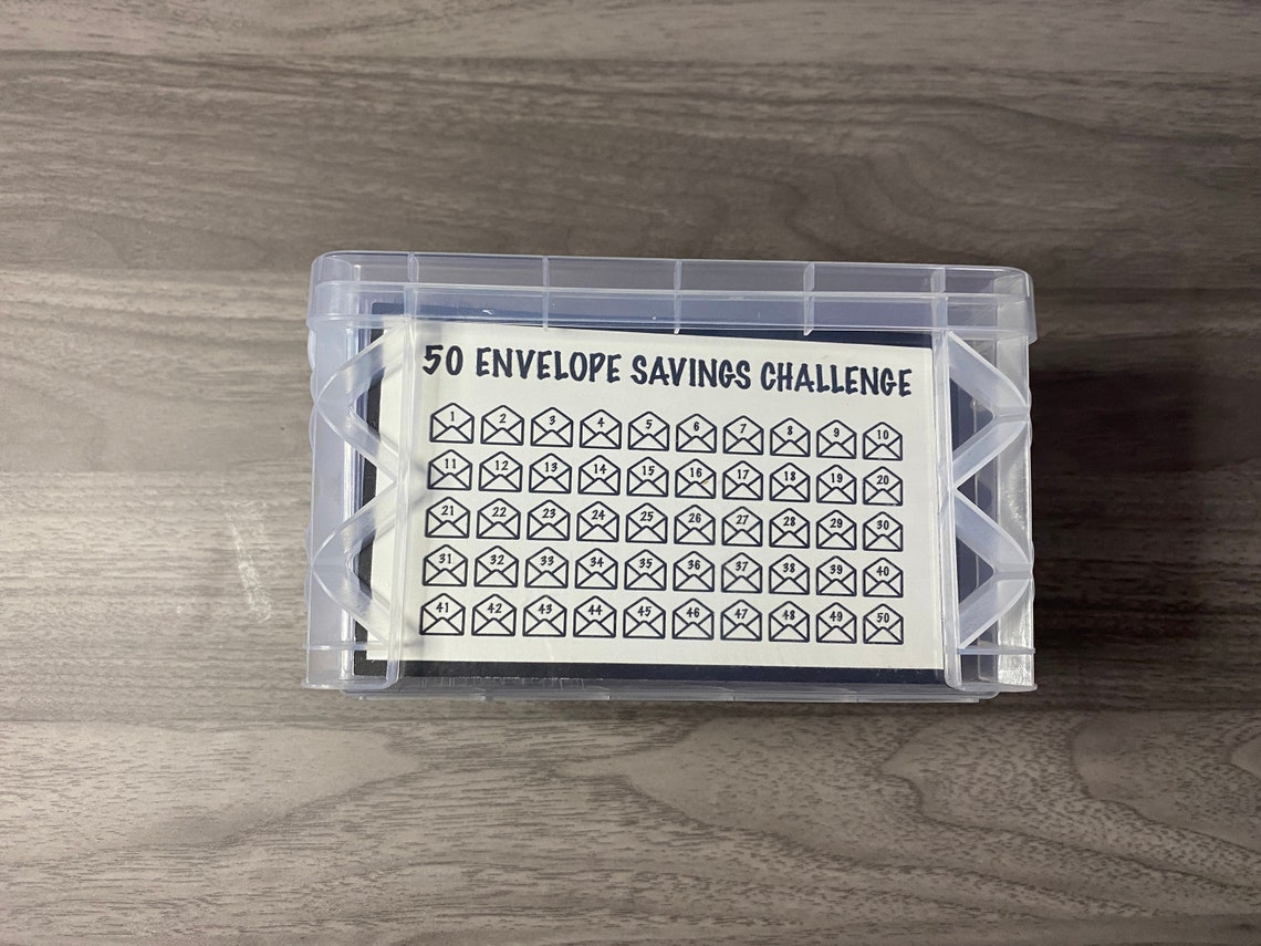 50 Envelope Savings Challenge Box Kit Cash Envelopes Savings - Etsy