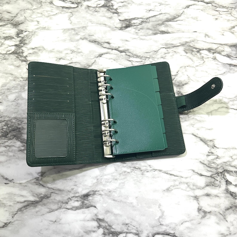 A6 Green Epi Leather Budget Binder Starter Bundle: Silver Rings ...